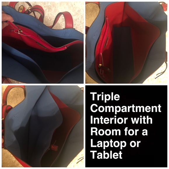 Tutilo | Bags | Tutilo Tech Red And Blue Charging Tote | Poshmark